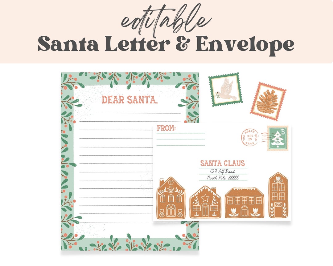 Santa Letter Template and Envelope, Personalized Letter From Santa ...