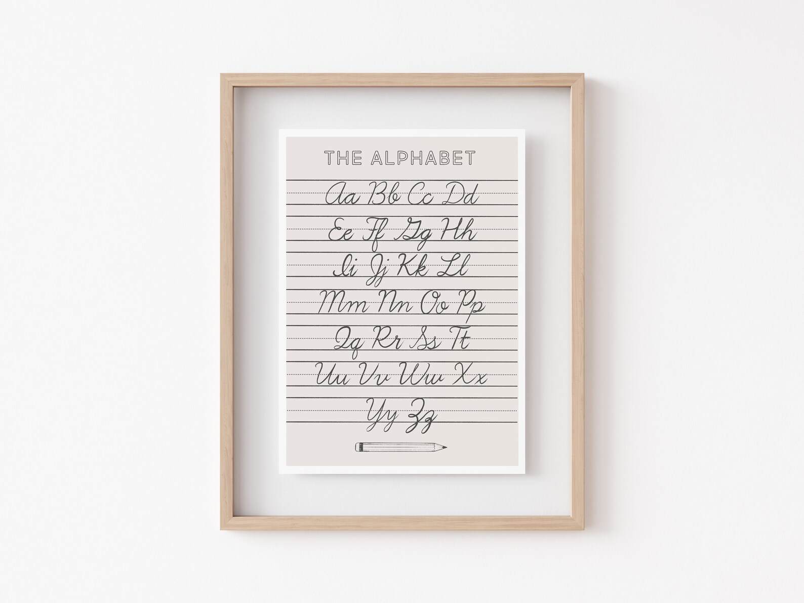 Cursive Alphabet ABC Neutral Poster Print Calming Corner - Etsy