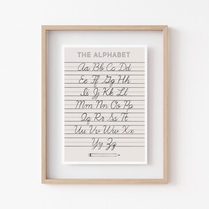 Cursive Alphabet ABC Neutral Poster Print, Calming Corner Montessori ...