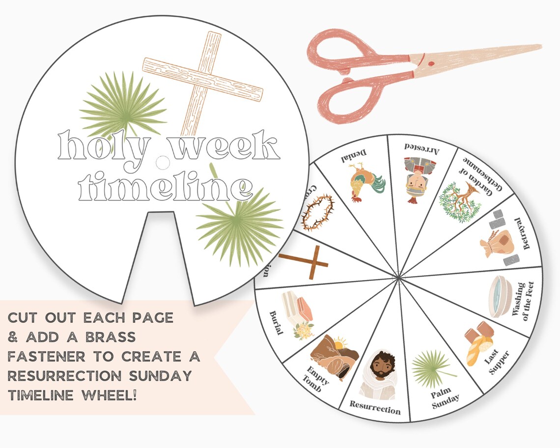 Easter Story Spinner Wheel Craft & Holy Week Timeline (digital Download ...