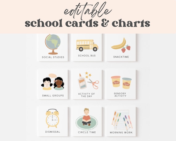 Editable School Routine Cards Chart Toddler Daily Rhythm - Etsy Australia
