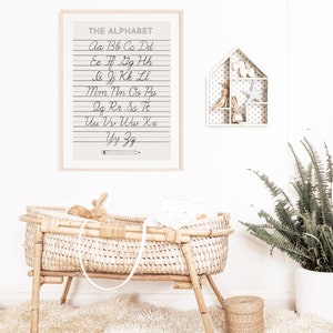 Cursive Alphabet ABC Neutral Poster Print, Calming Corner Montessori ...