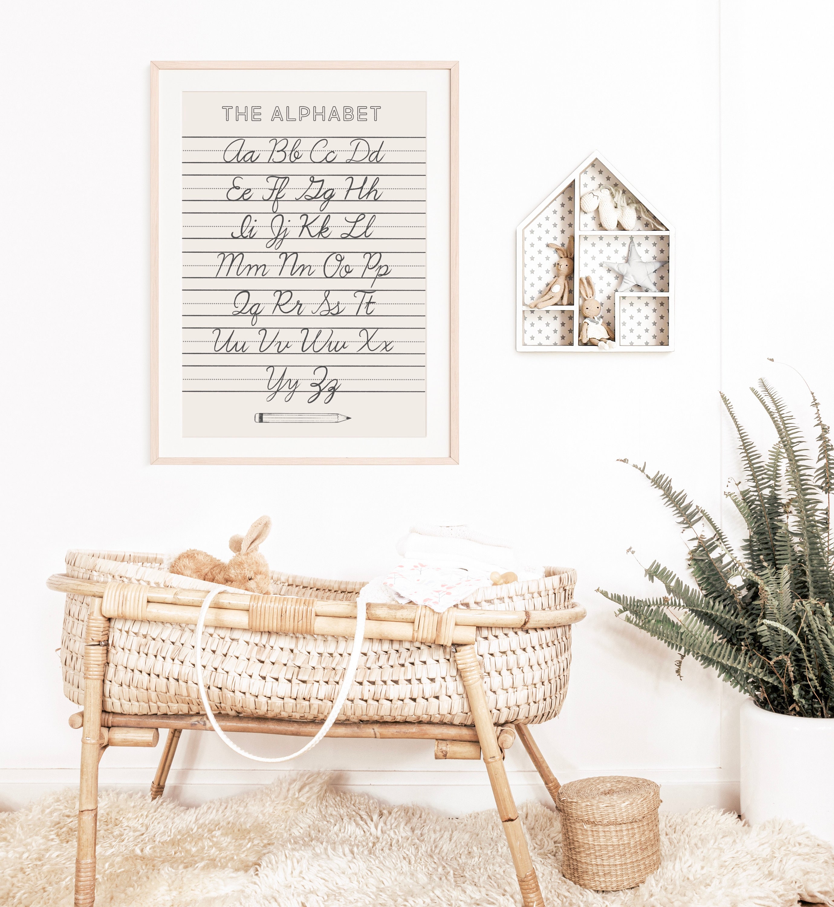 Cursive Alphabet ABC Neutral Poster Print Calming Corner - Etsy
