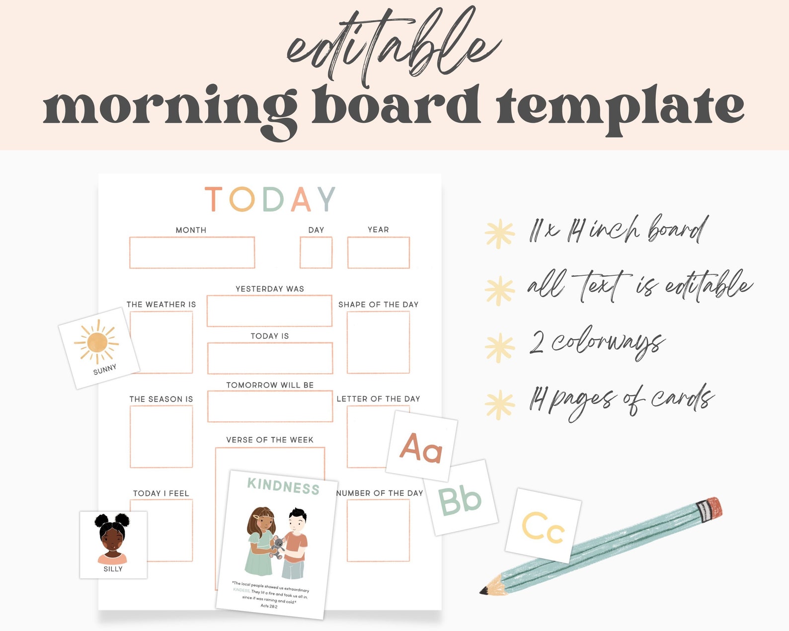 Morning Board Cards & Chart Editable Circle Time Board - Etsy