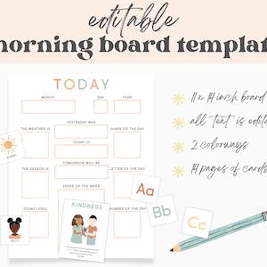 Editable Morning Board & Cards, Homeschool Daily Rhythm Chart (digital ...