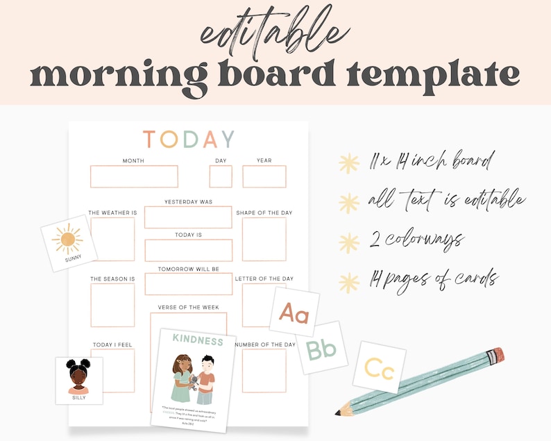 Morning Board Cards & Chart Editable Circle Time Board - Etsy