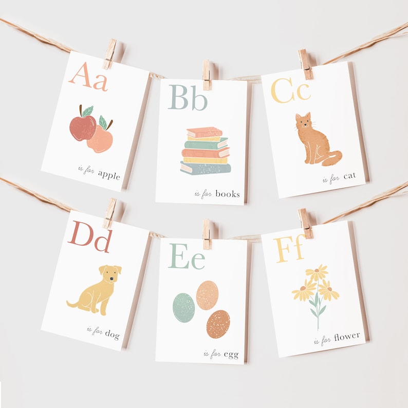 Classic Alphabet Flash Cards, Homeschool Classroom or Playroom ABC ...