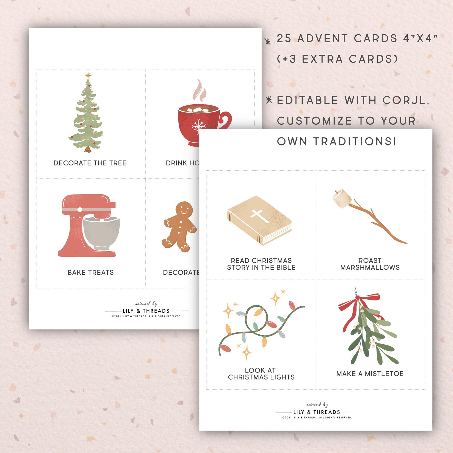 Editable Printable Advent Calendar Cards Activity Christmas - Etsy