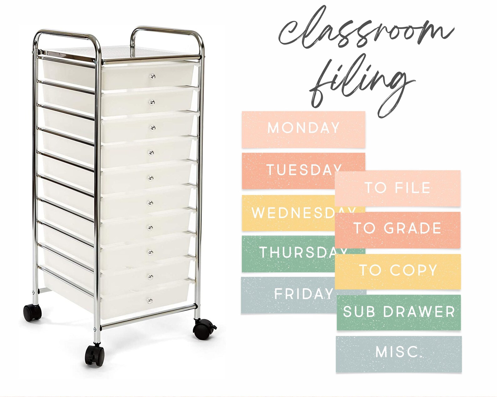 Editable Teacher Trolley Cart Labels, Boho Pastel Rainbow (digital ...