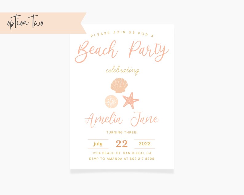 1st Birthday Invitation Summer Beach Party Girl Birthday - Etsy