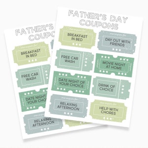 Father's Day Coupons, Gift for Dad, Vouchers, Coupon Book, Fathers Day ...