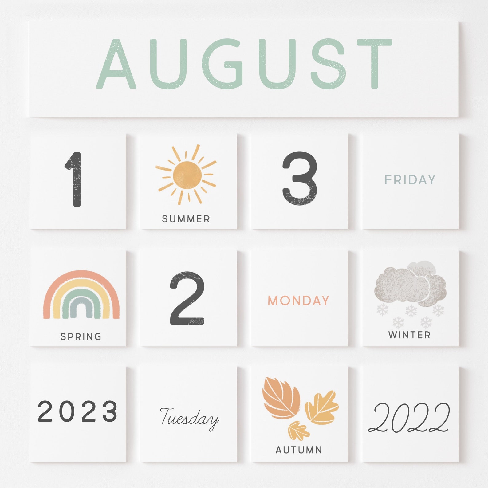 Pocket Calendar Inserts Classroom Decor With Months Days - Etsy