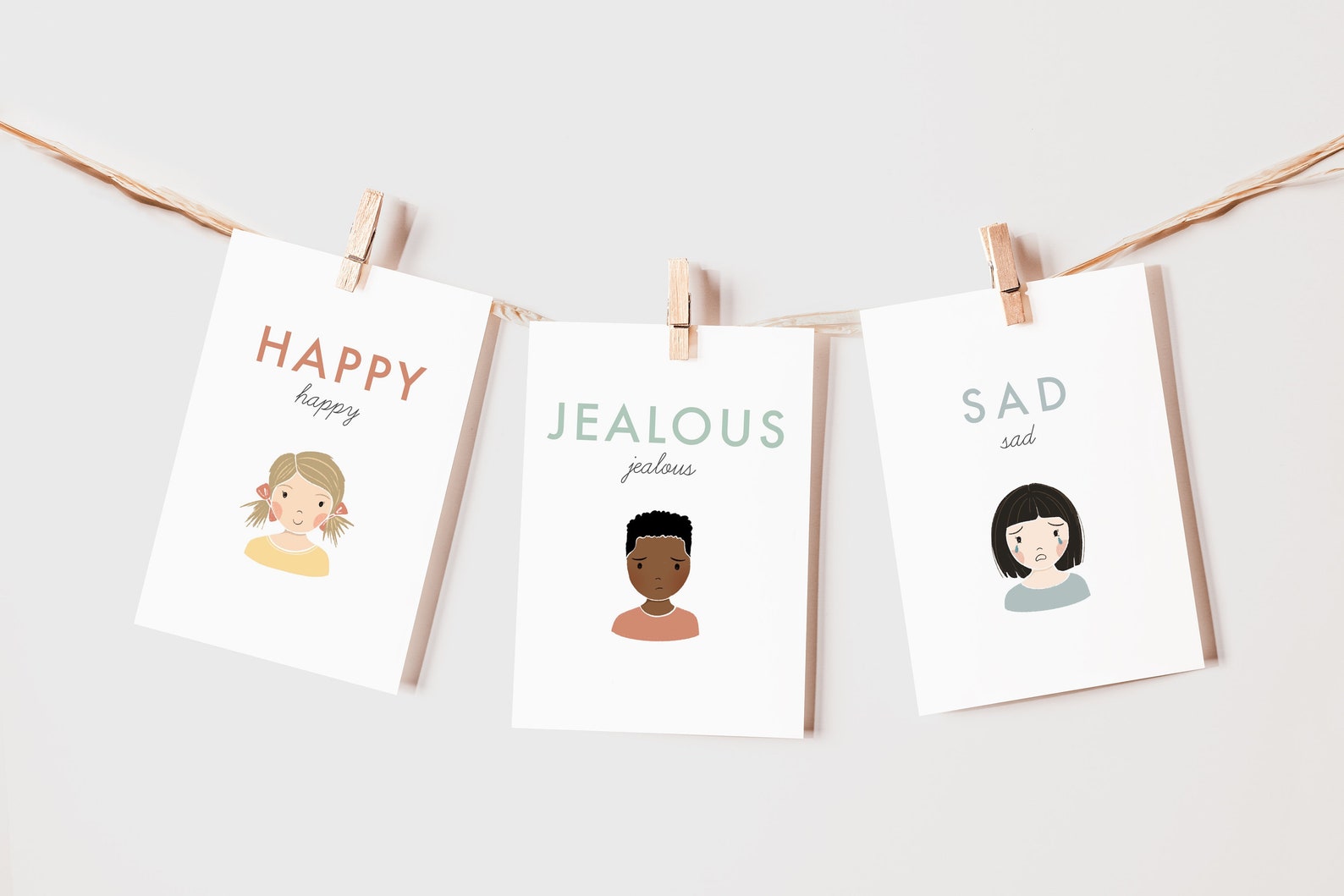 20 Feelings & Emotions Flash Cards Simple Calming Corner - Etsy