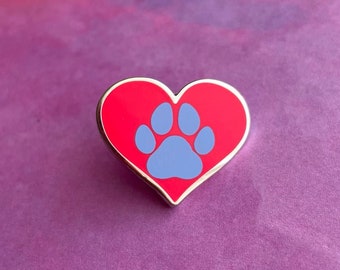 Heart With Paw Print Pin Badge Paw Print on My Heart Brooch Handmade ...
