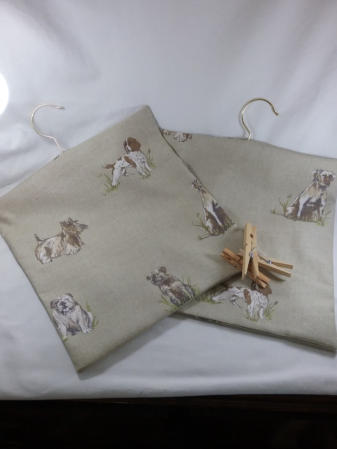 Peg Bag Storage Pouch Linen Type Fabric With Dogs Pattern - Etsy UK