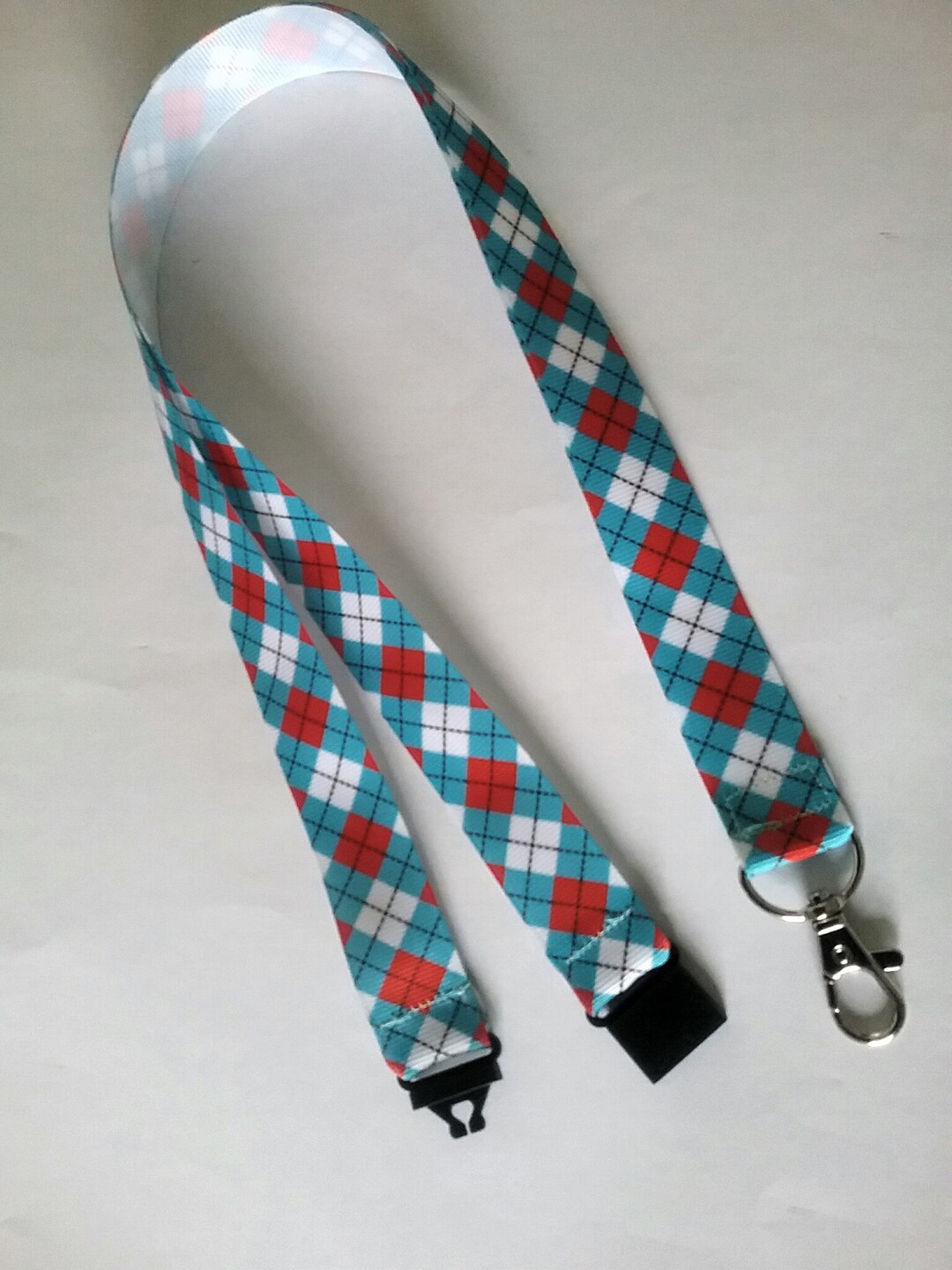 Lanyard Blue Tartan Check Pattern Ribbon ID Badge Holder Whistle Strap ...