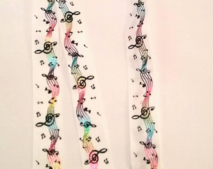Shiny Music Notes White Ribbon Lanyard Whistle ID Badge Holder - Etsy