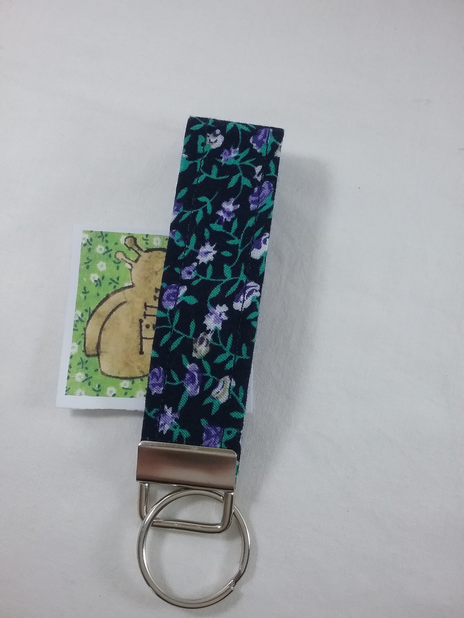 Key Fob Navy Blue Coloured Ditsy Floral Fabric Handmade Keyfob - Etsy UK