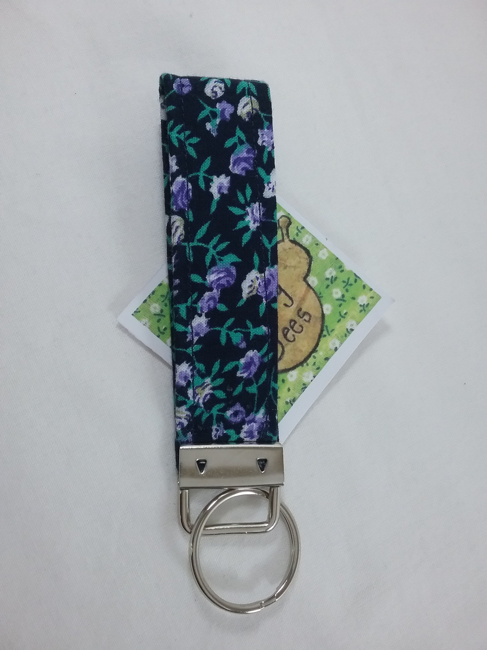 Key Fob Navy Blue Coloured Ditsy Floral Fabric Handmade Keyfob - Etsy UK