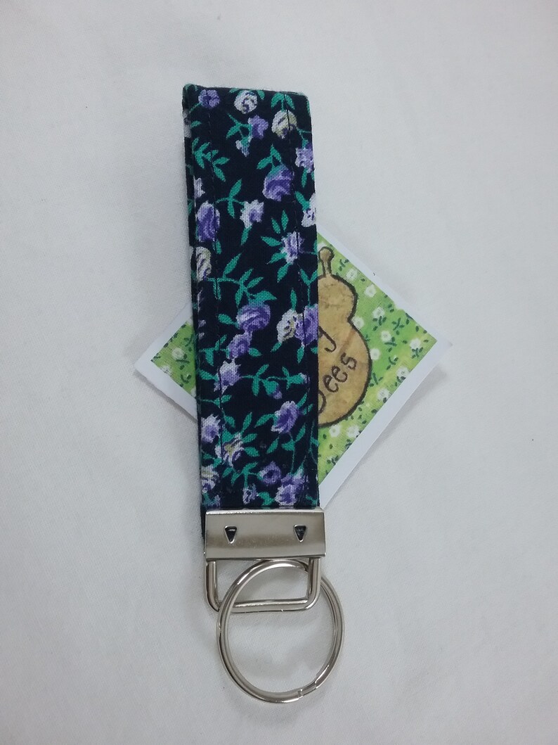 Key Fob Navy Blue Coloured Ditsy Floral Fabric Handmade Keyfob - Etsy UK