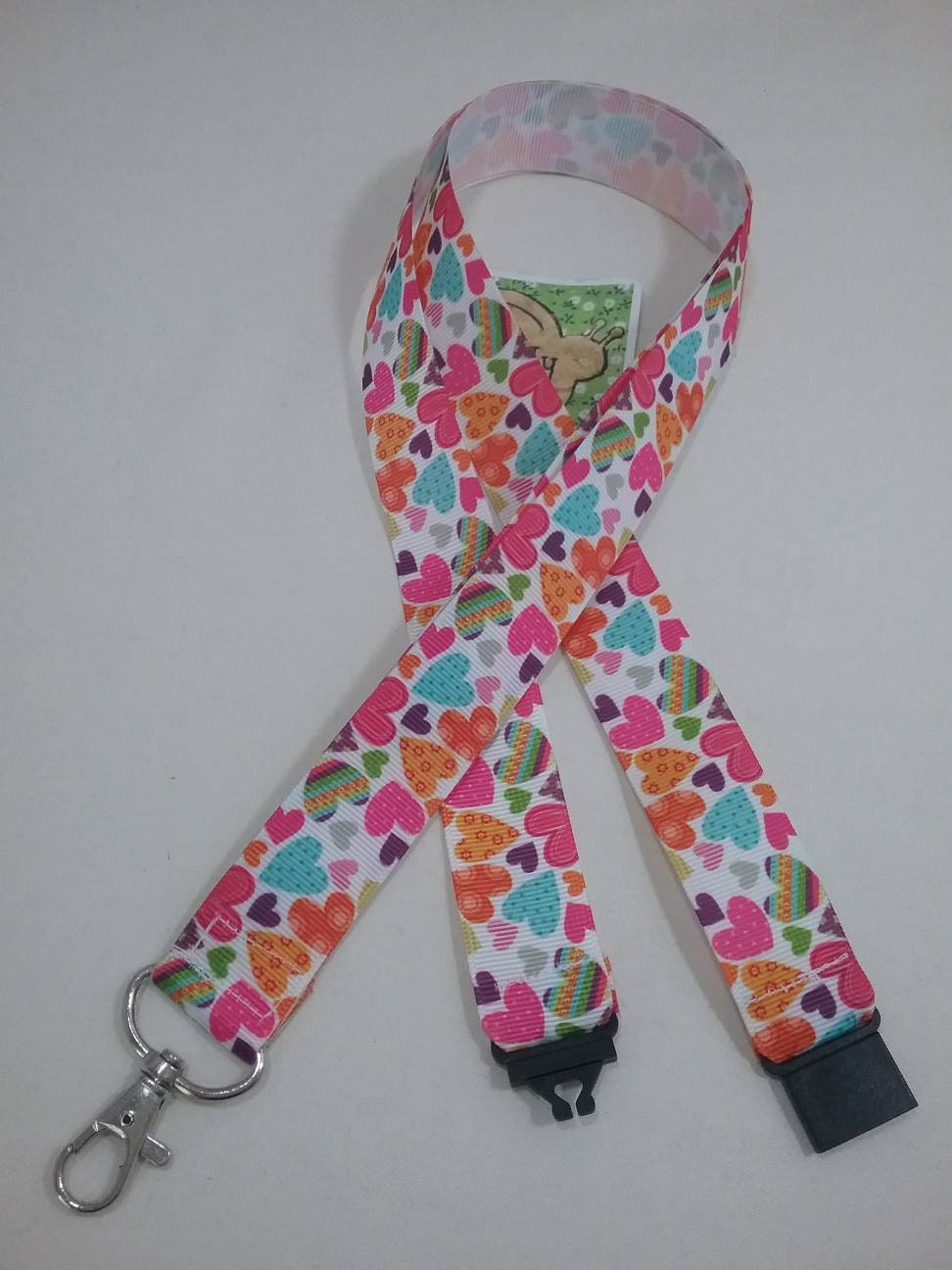 Lanyard for ID or Keys Etc Heart Pattern Ribbon Safety - Etsy UK