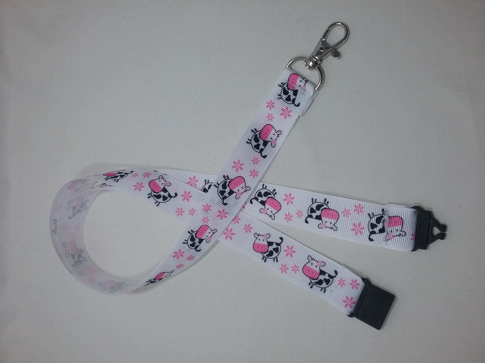 Lanyard Cartoon Pink Nosed Cow White Ribbon ID Badge Holder - Etsy