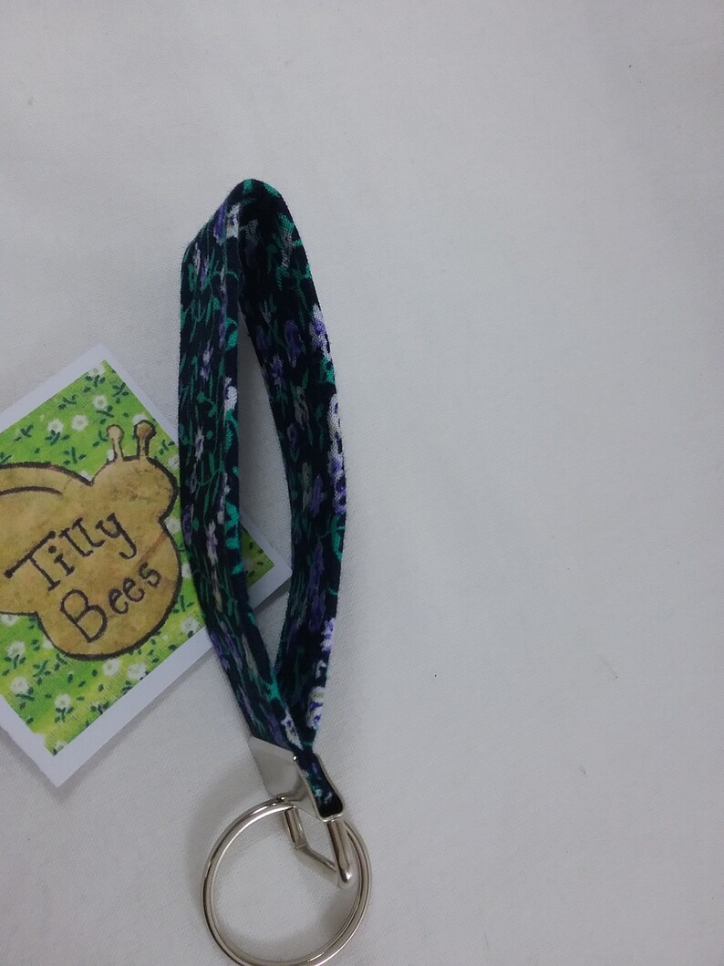 Key Fob Navy Blue Coloured Ditsy Floral Fabric Handmade Keyfob - Etsy UK