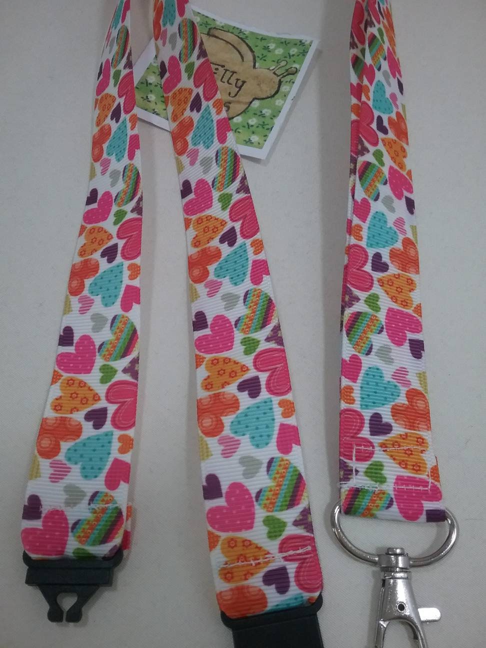 Lanyard for ID or Keys Etc Heart Pattern Ribbon Safety - Etsy UK