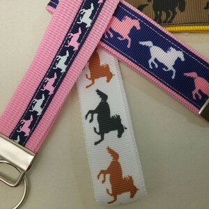 Pony / Horse Handmade Key Fobs You Choose Pattern Ribbon on Pink ...