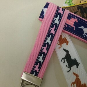 Pony / Horse Handmade Key Fobs You Choose Pattern Ribbon on Pink ...