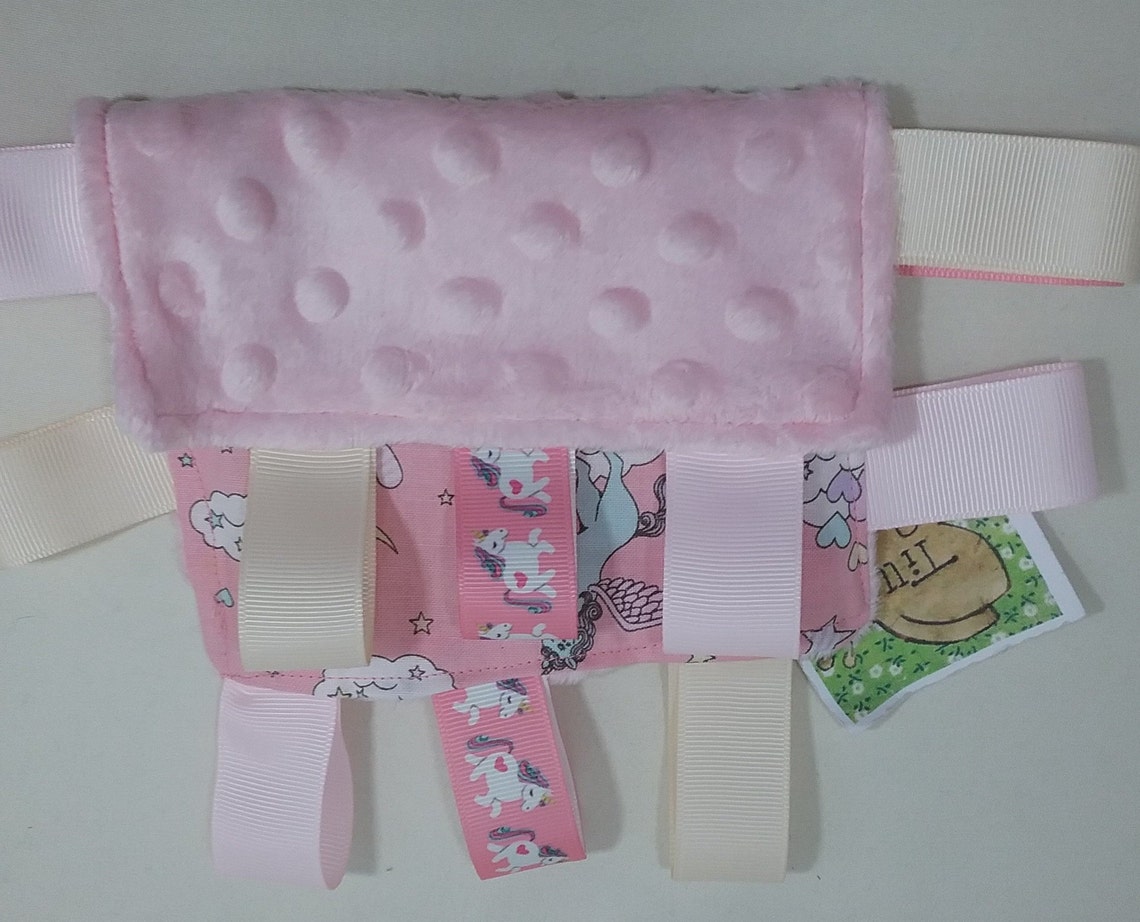 Tag Blanket Pink Unicorn Baby Child Taggie Sensory Pink - Etsy