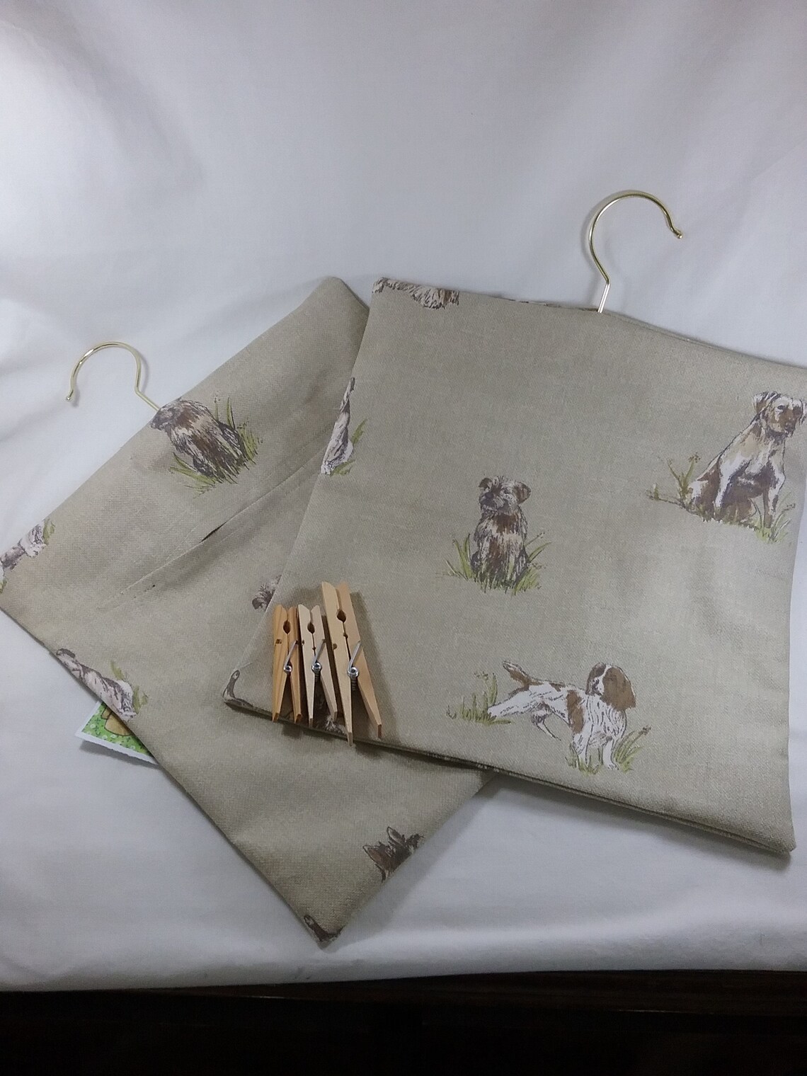 Peg Bag Storage Pouch Linen Type Fabric With Dogs Pattern - Etsy UK