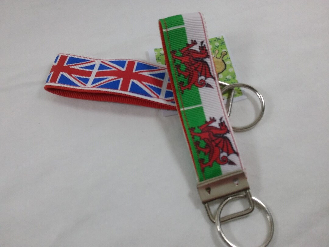 England or Wales Flag Ensign Ribbon/webbing Key Fob Keyring Zip Pull ...