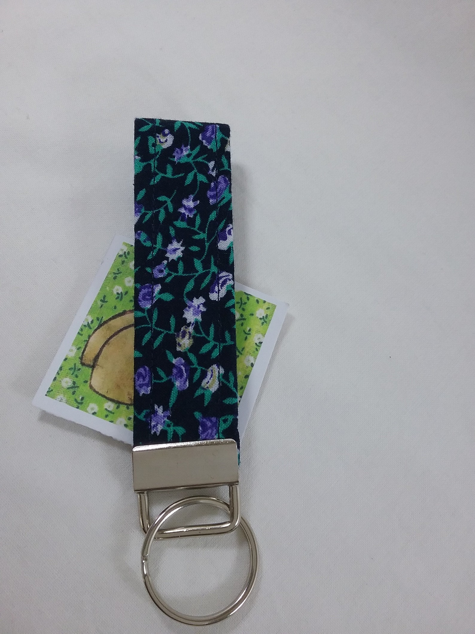 Key Fob Navy Blue Coloured Ditsy Floral Fabric Handmade Keyfob - Etsy UK
