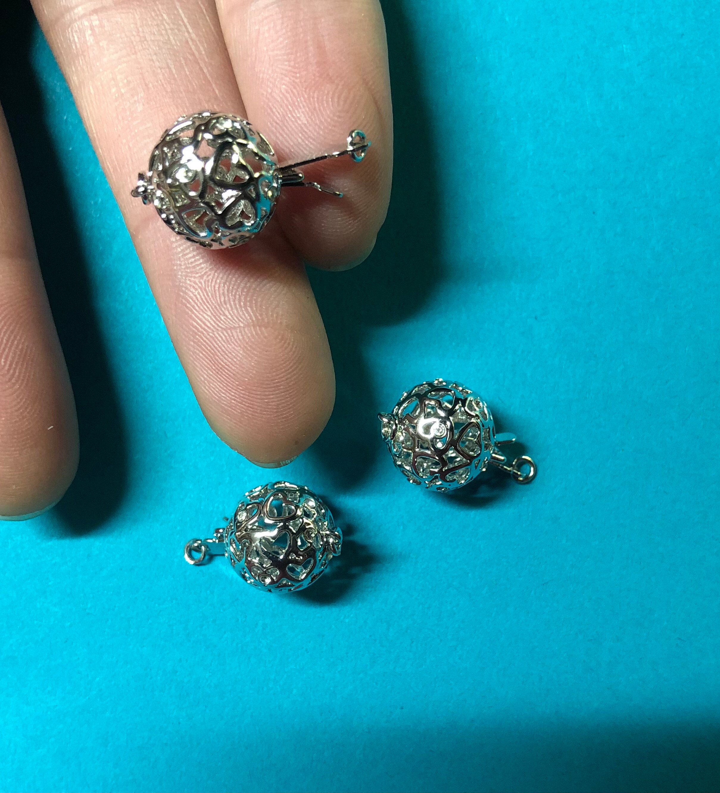 Round Rhodium PL Tab Clasps Heart Design Safety Clasp / | Etsy