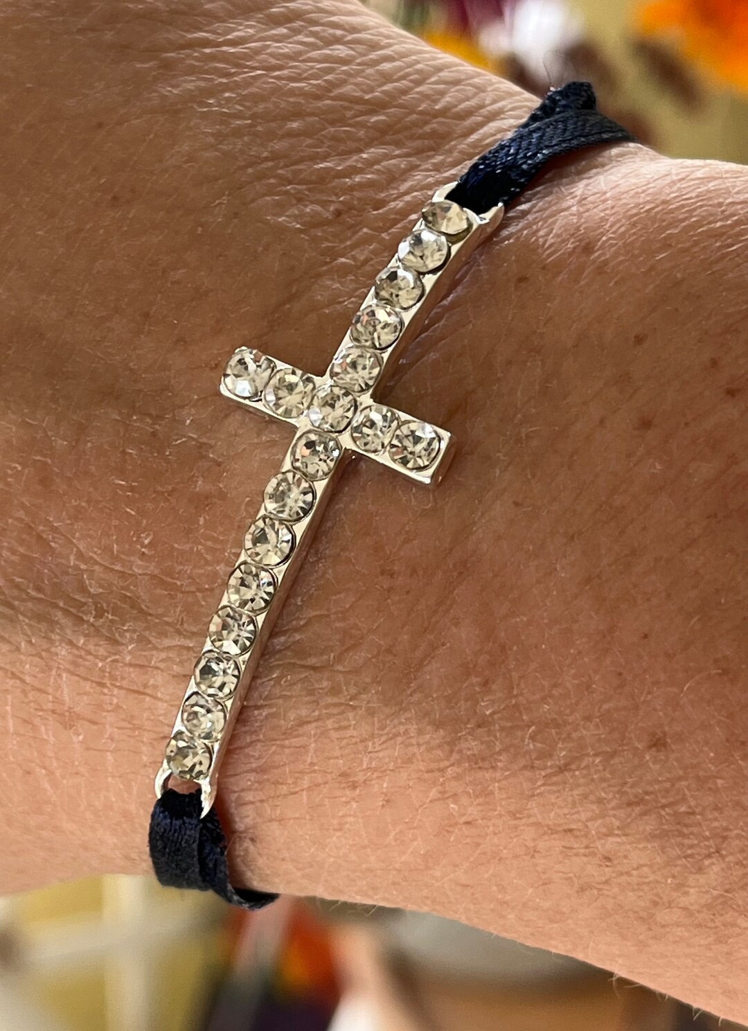 Cross Link Connector, Glass Rhinestones, Silver Pewter 43x16mm | Cross ...