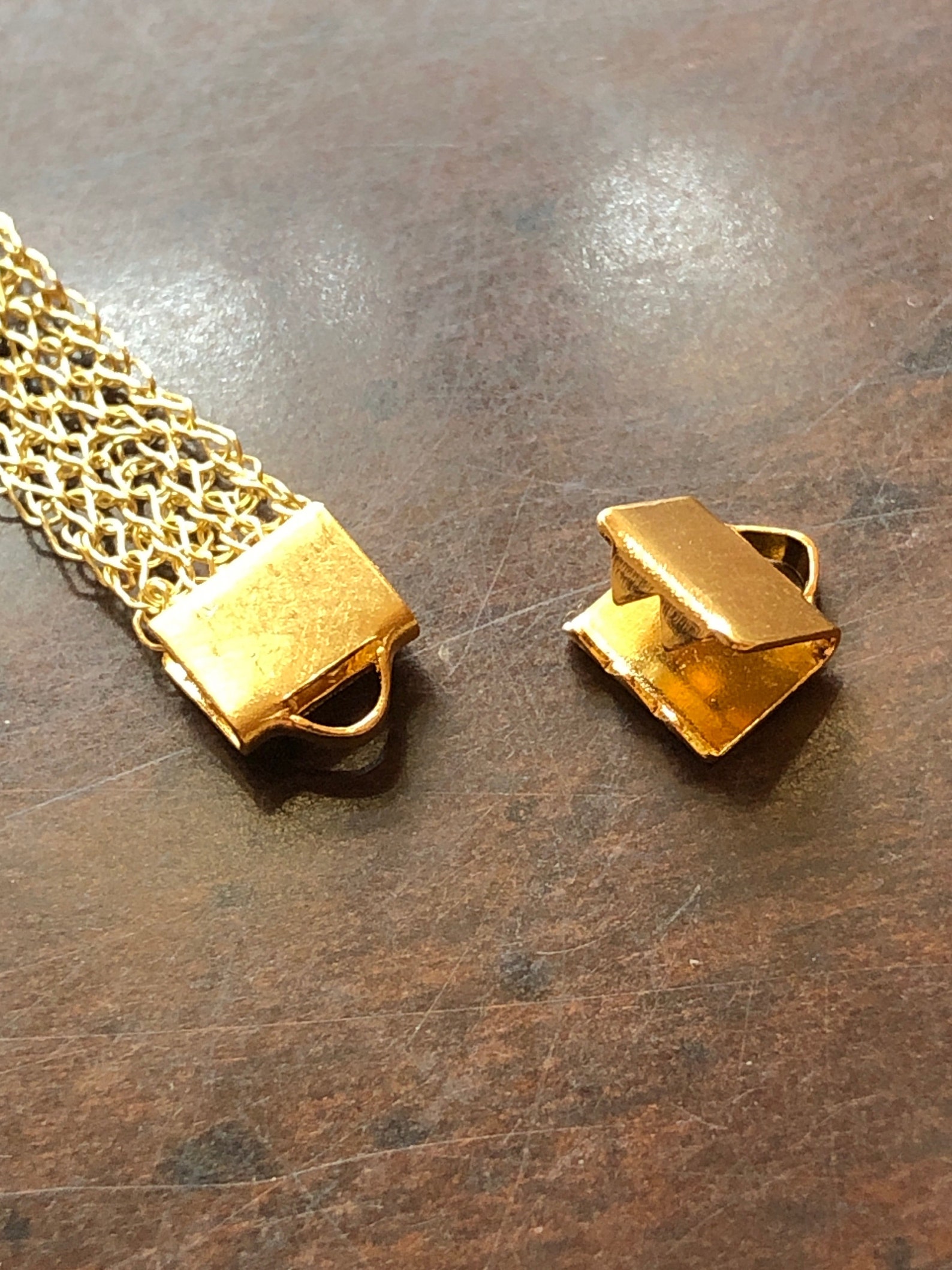 Crimp Ends, Pinch Ribbon for DIY Choker, Gold-finished Brass, 10pc Sets ...