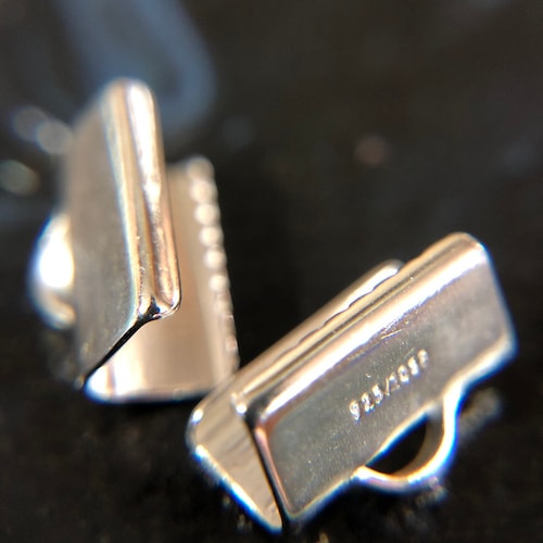 925 Sterling Silver Ribbon Crimp Ends Pendant Connector Ribbon - Etsy