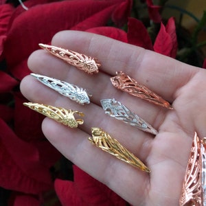 Bolo Tips, Cone End Caps, 35x9mm Filigree, Gold, Silver, Copper, Ant ...
