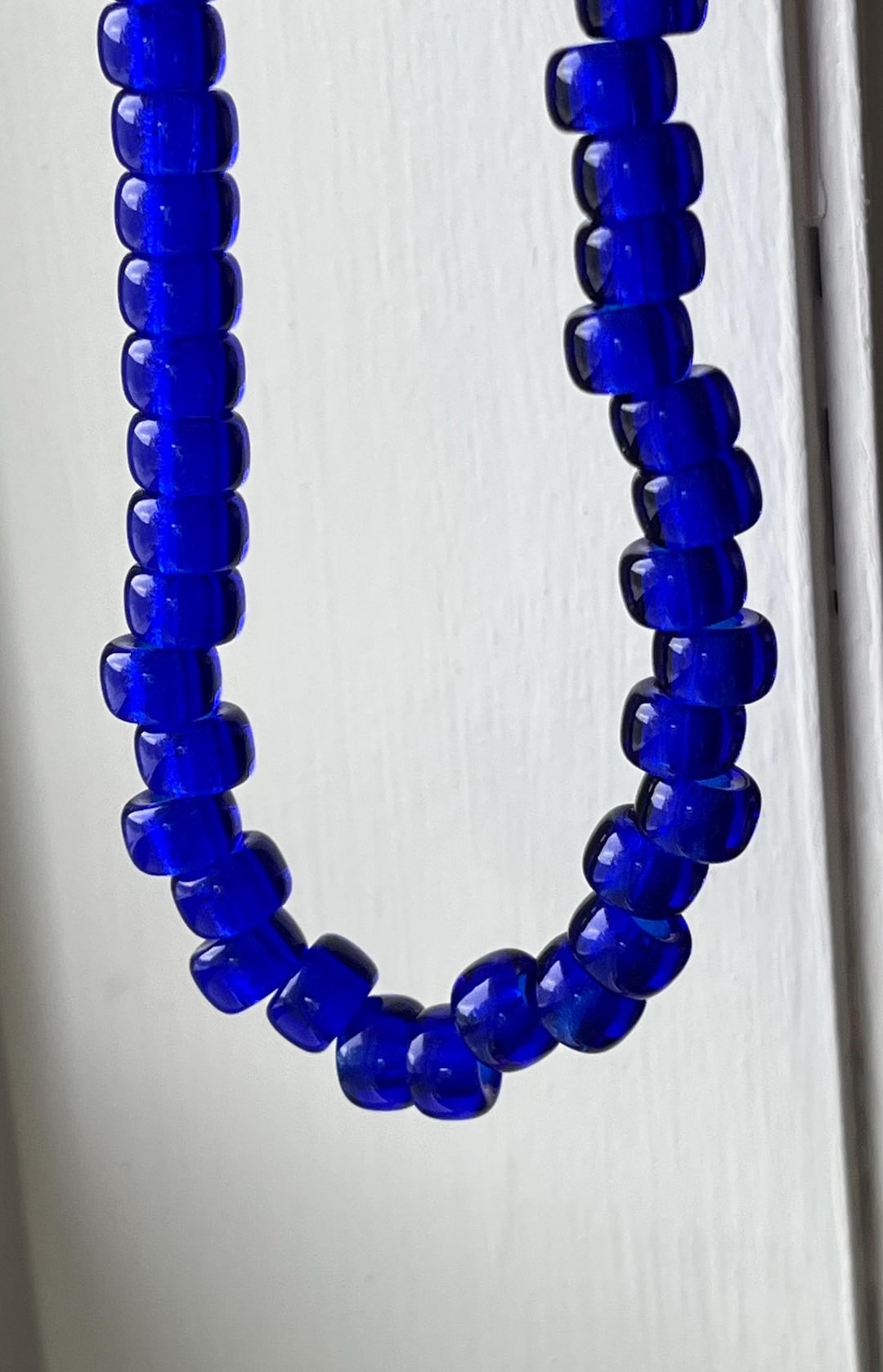 Crow Beads, Glass, Cobalt Blue, 9x6mm, 16" Strand | Pressed Beads ...