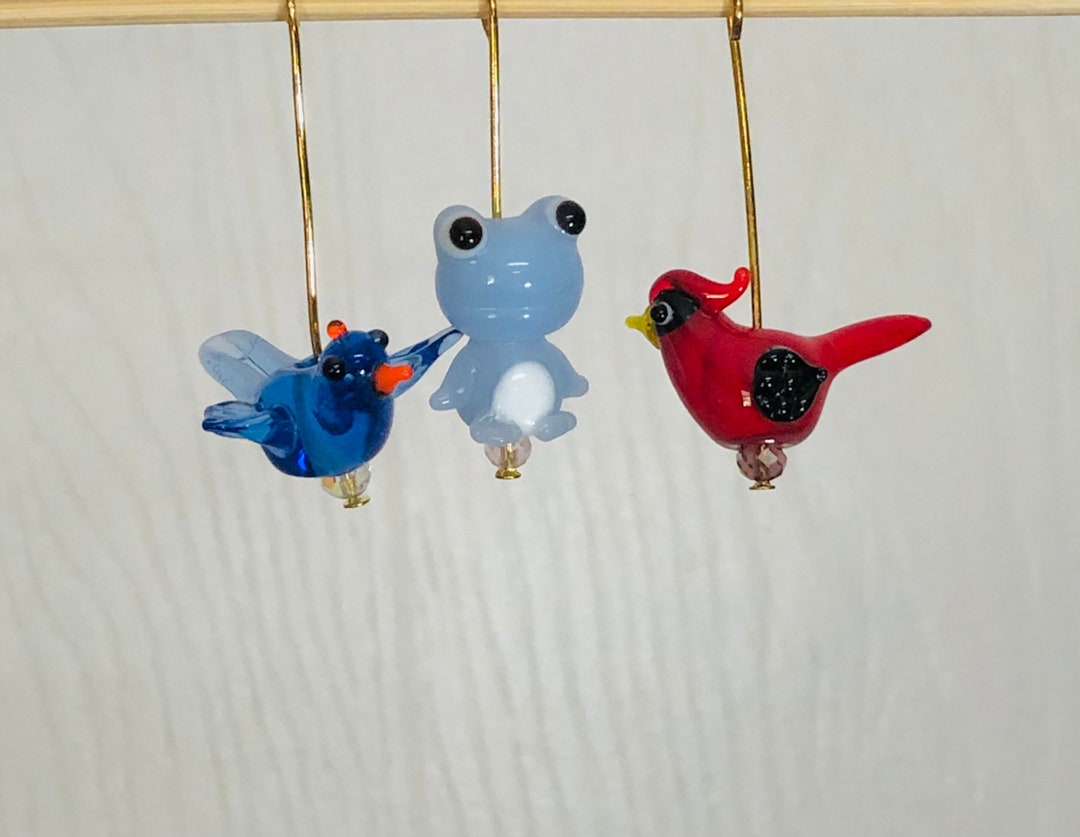 Lampwork Sculpture Beads, Blue Frog, Red Cardinal, Blue Bird Lampwork ...