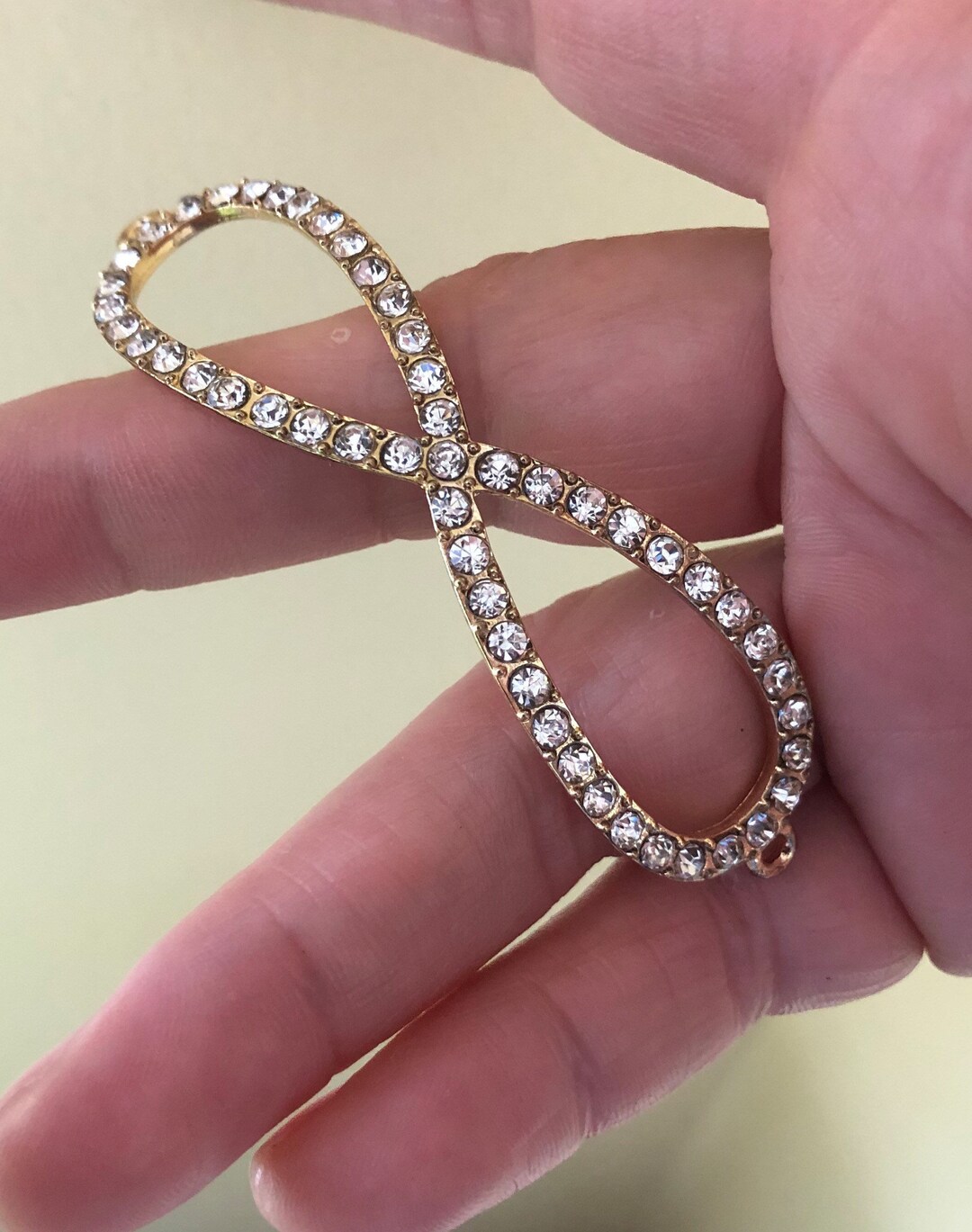 Infinity Link Connector, Glass Rhinestones, Gold Pl Pewter 2.75x.75 ...