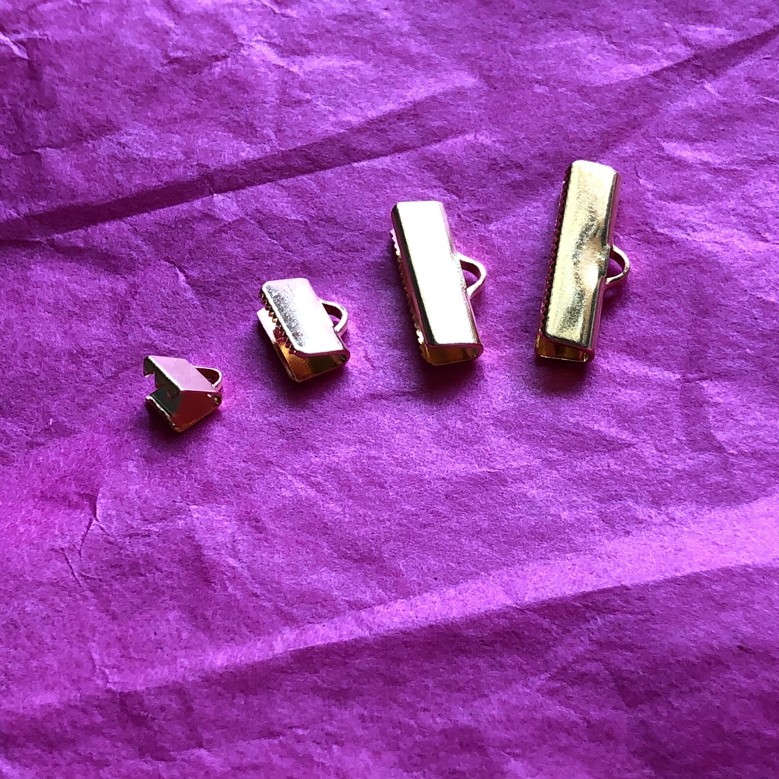 Crimp Ends, Pinch Ribbon for DIY Choker, Gold-finished Brass, 10pc Sets ...