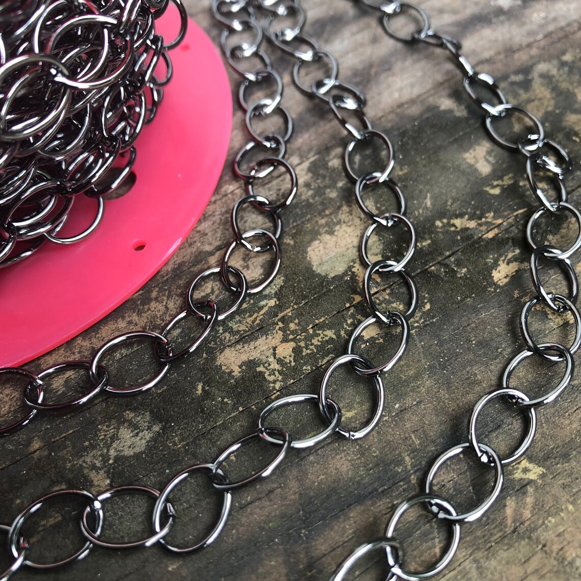 10mm Gunmetal Oval Link Chain by the Foot / Chunky Gunmetal Chain ...