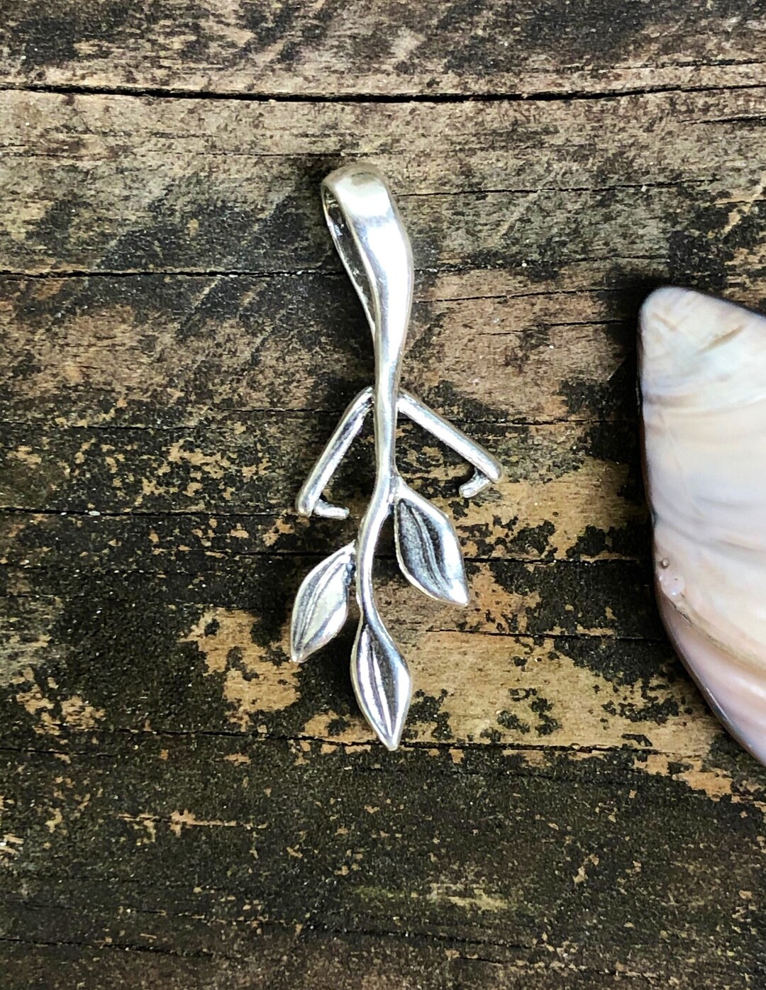 Large Bail, Long Leaf Branch, Sterling Silver for Top-drilled | 925 ...