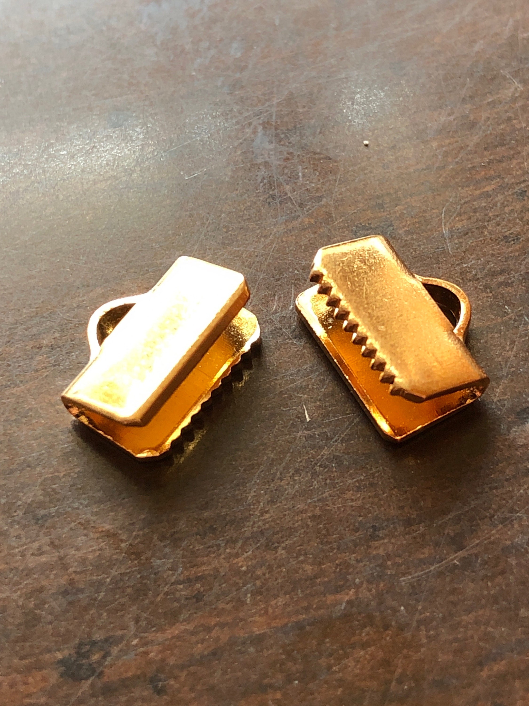Crimp Ends, Pinch Ribbon for DIY Choker, Gold-finished Brass, 10pc Sets ...