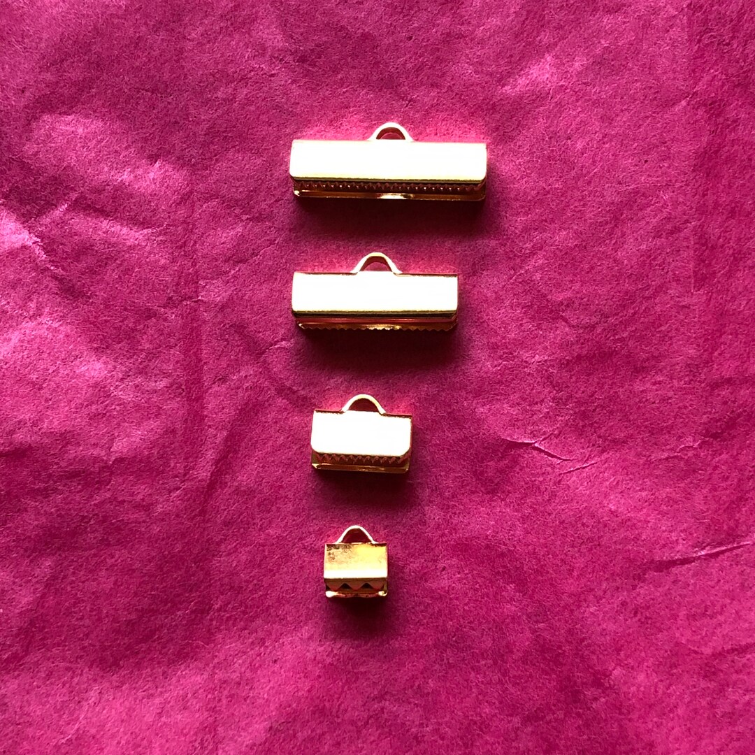 Crimp Ends, Pinch Ribbon for DIY Choker, Gold-finished Brass, 10pc Sets ...