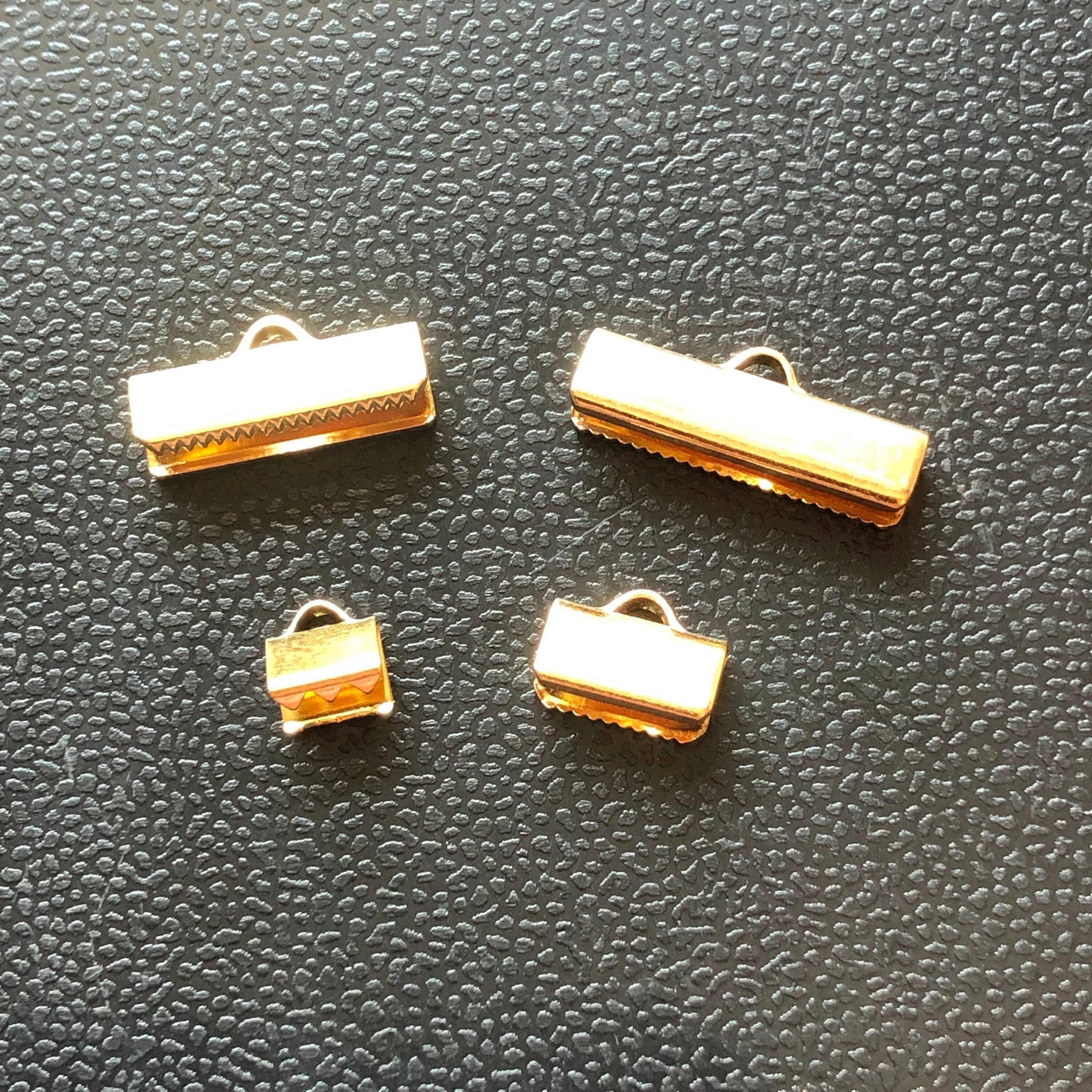 Crimp Ends, Pinch Ribbon for DIY Choker, Gold-finished Brass, 10pc Sets ...