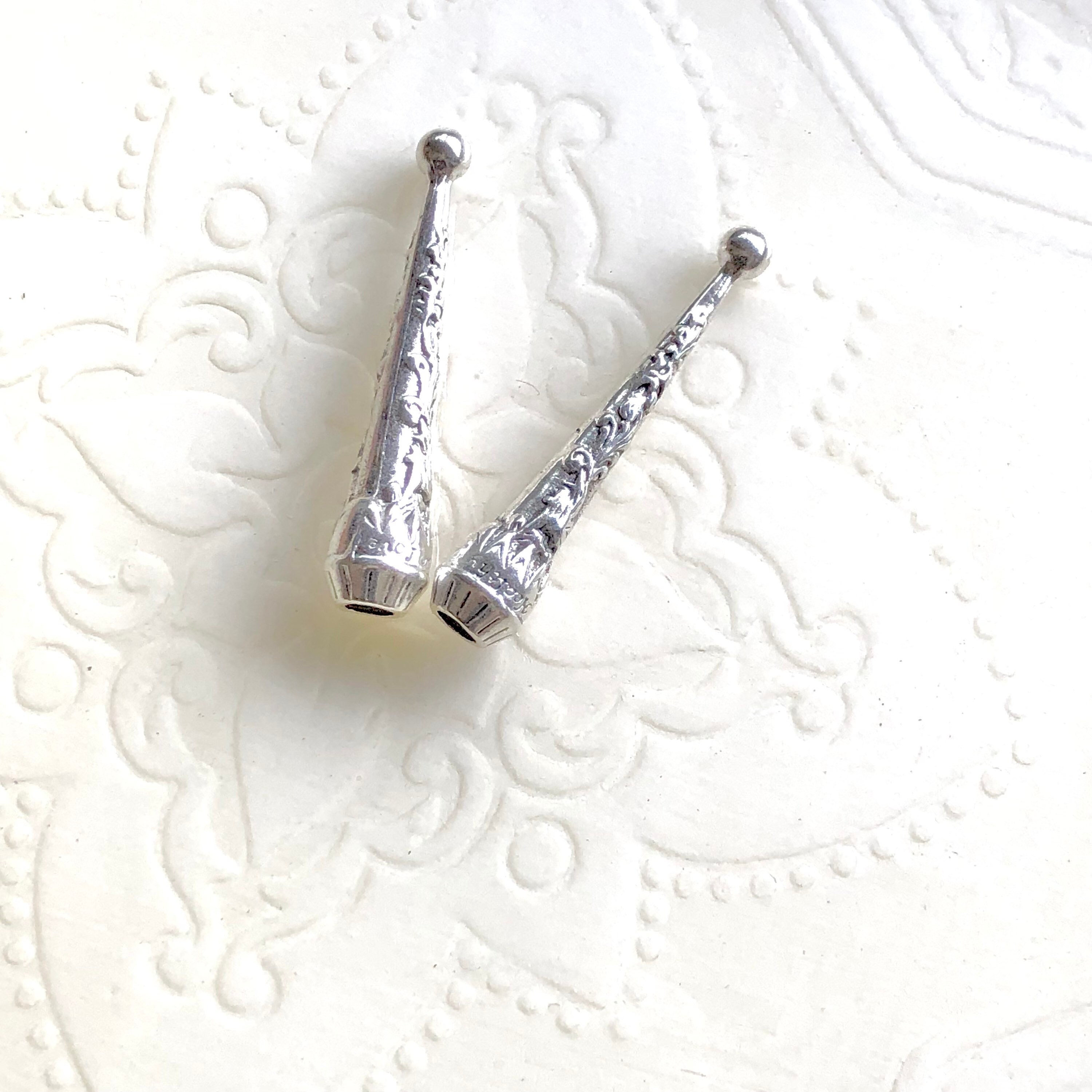 Bolo Tip, Pair, Long, 50.5x10mm, Antiqued Silver Finish, Ornate ...