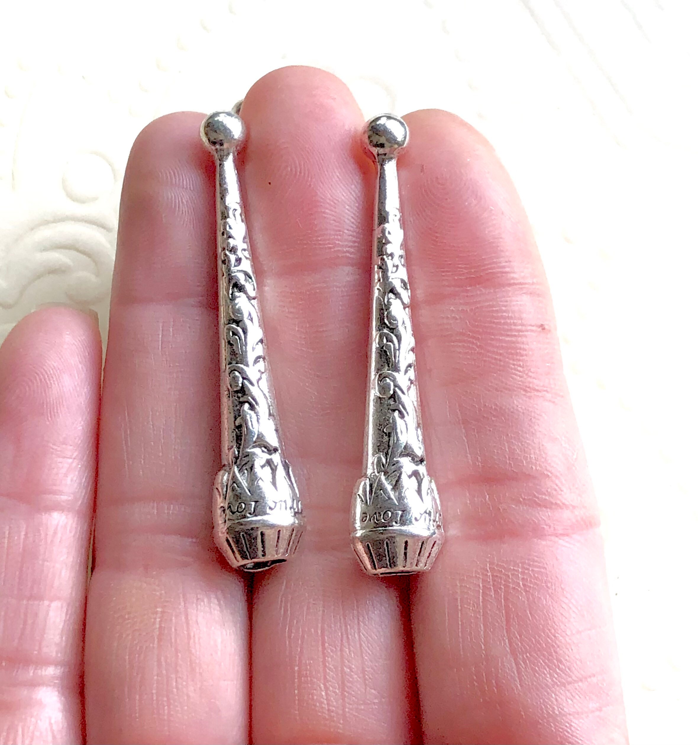 Bolo Tip, Pair, Long, 50.5x10mm, Antiqued Silver Finish, Ornate ...